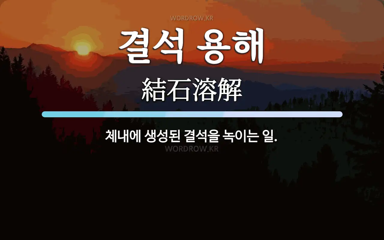 결석 용해 뜻: 체내에 생성된 결석을 녹이는 일.