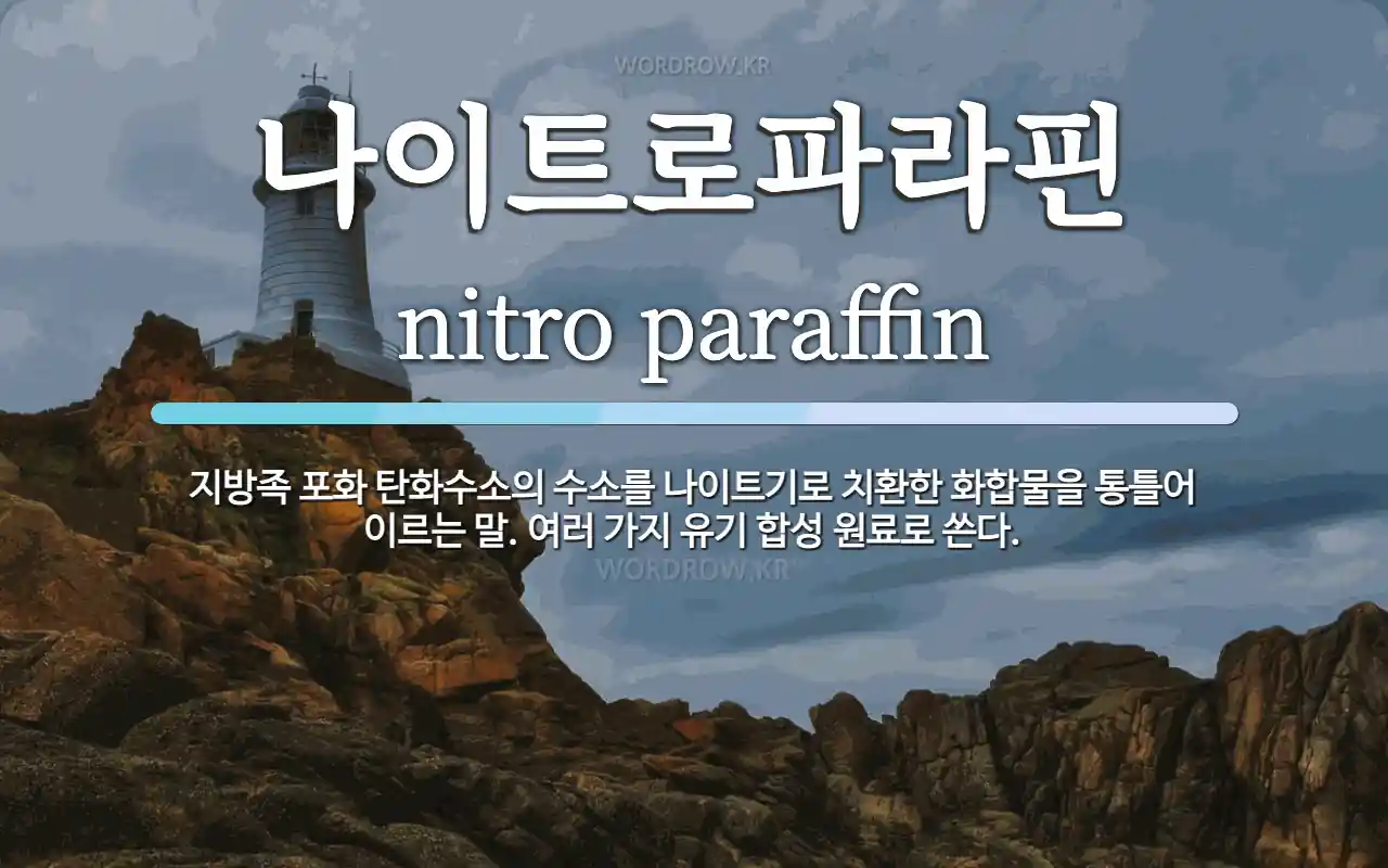 나이트로파라핀 뜻: 지방족 포화 탄화수소의 수소를 나이트기로 치환한 화합물을 통틀어 이르는 말. 여러 가지 유