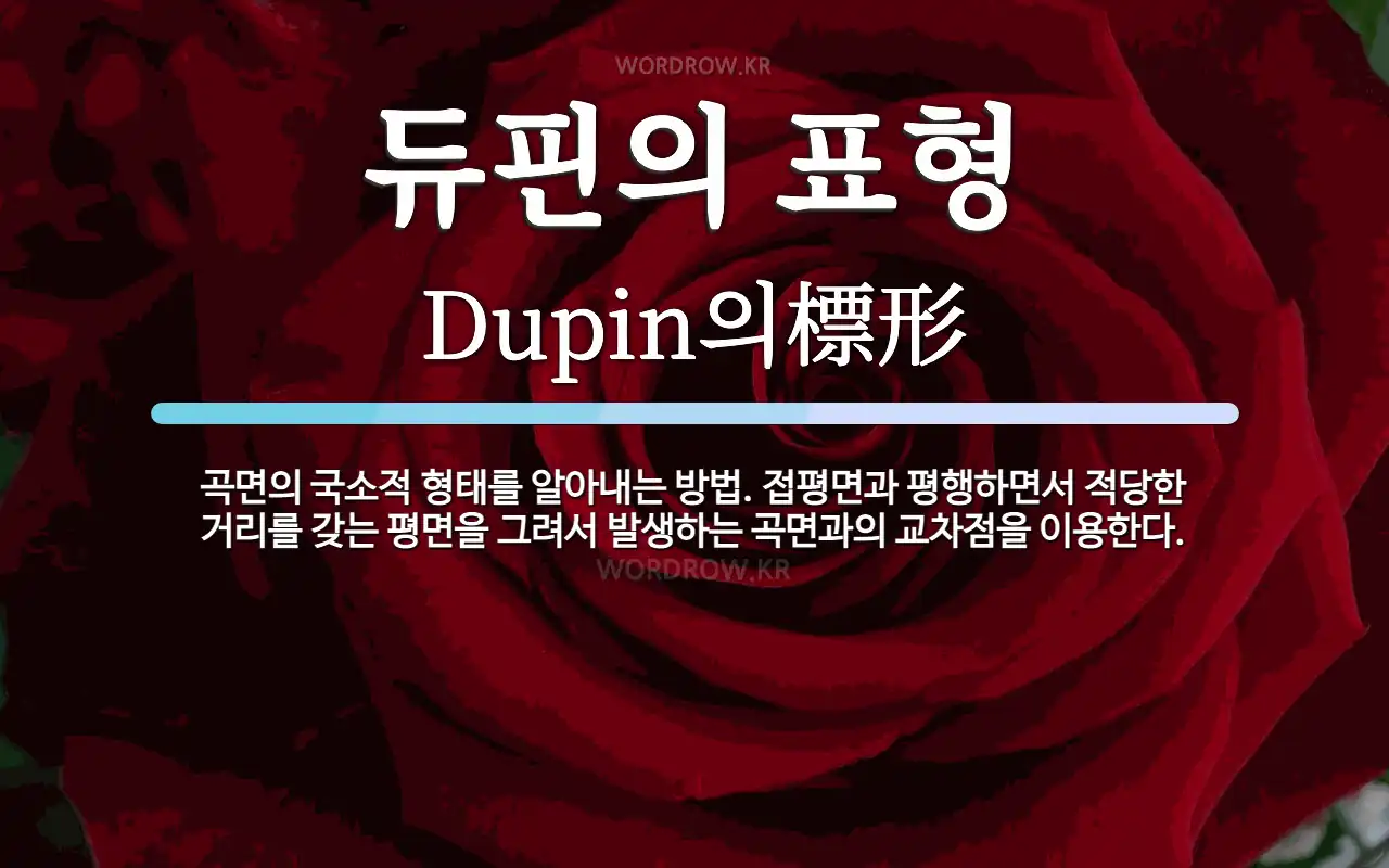 듀핀의 표형 뜻: 곡면의 국소적 형태를 알아내는 방법. 접평면과 평행하면서 적당한 거리를 갖는 평면을 그려서