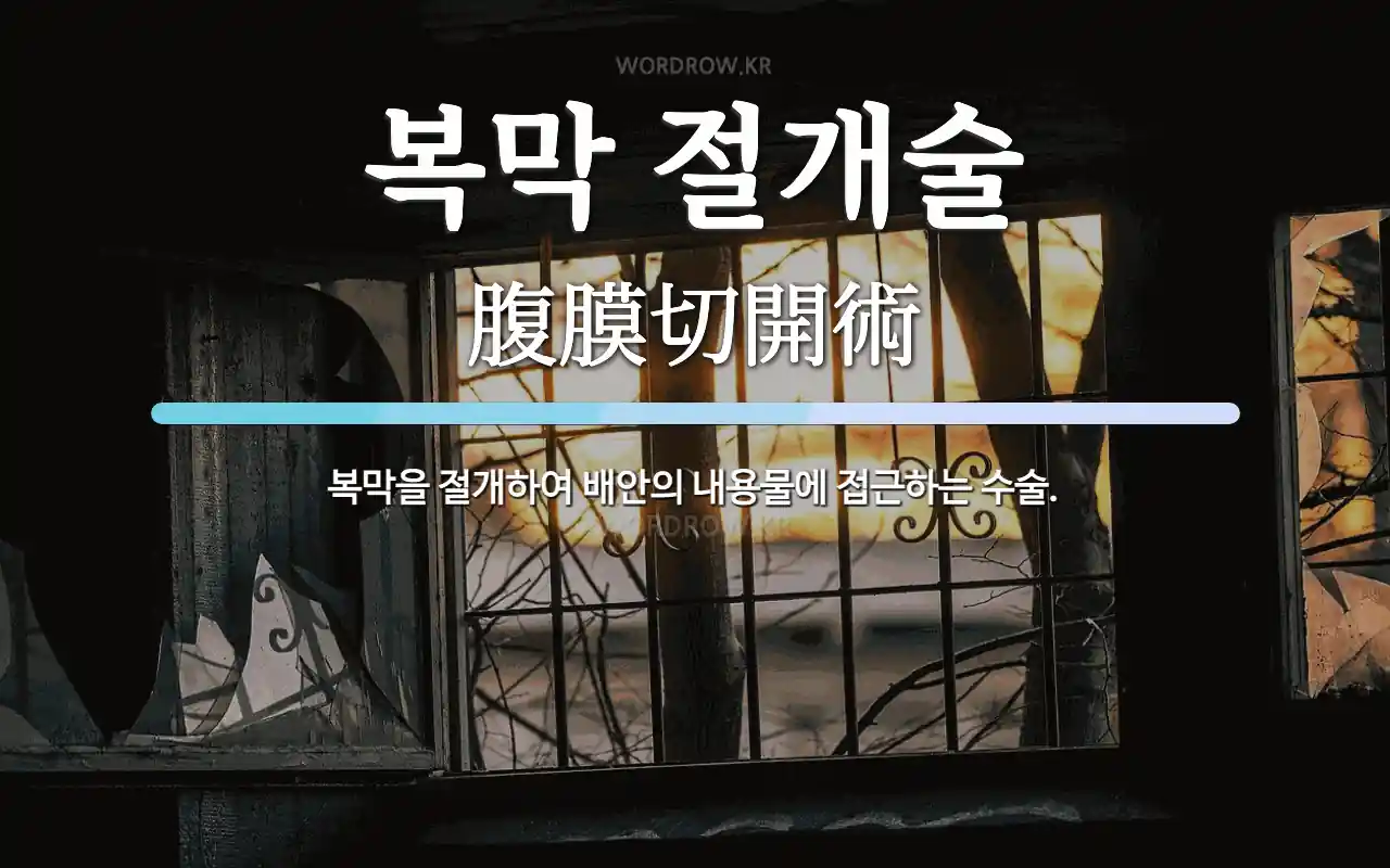 복막 절개술 뜻: 복막을 절개하여 배안의 내용물에 접근하는 수술.