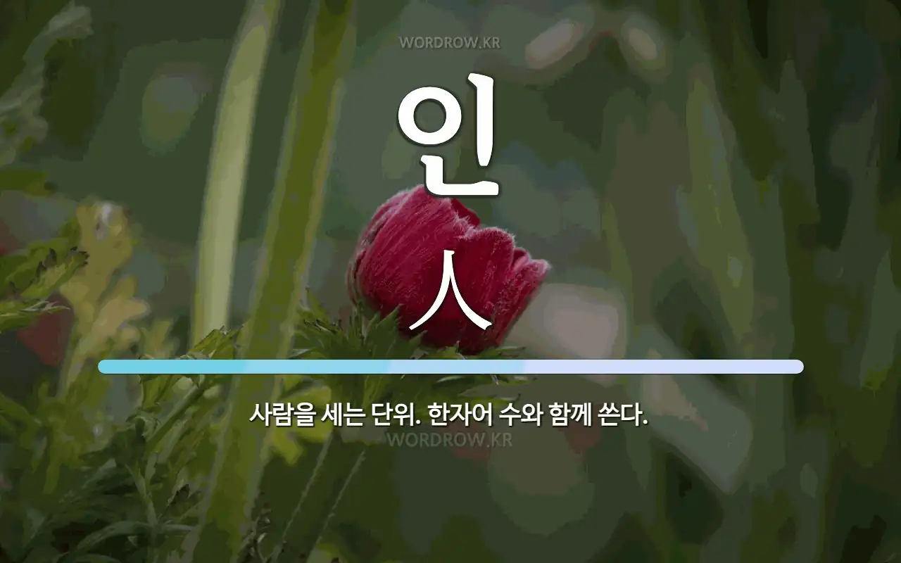 인 뜻: 사람을 세는 단위. 한자어 수와 함께 쓴다.