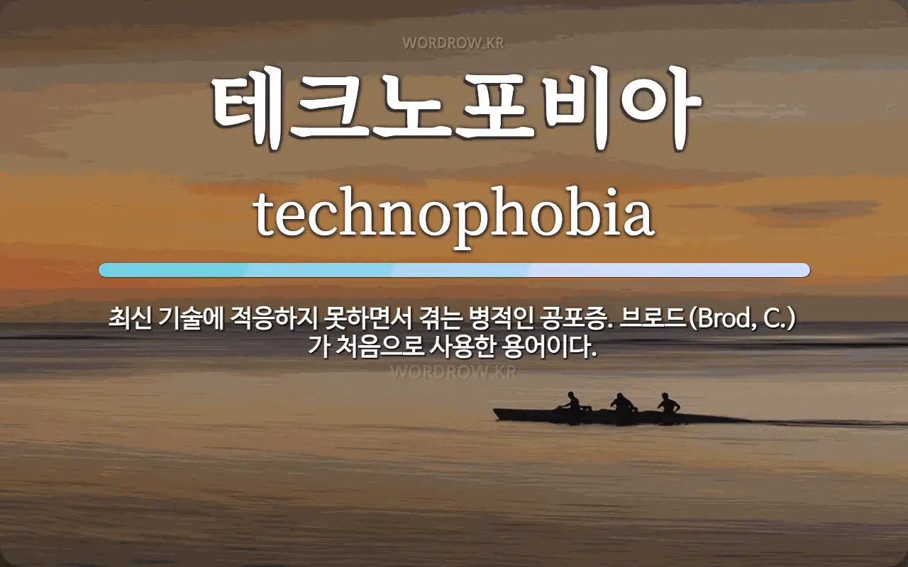 테크노포비아 뜻: 최신 기술에 적응하지 못하면서 겪는 병적인 공포증. 브로드(Brod, C.)가 처음으로 사