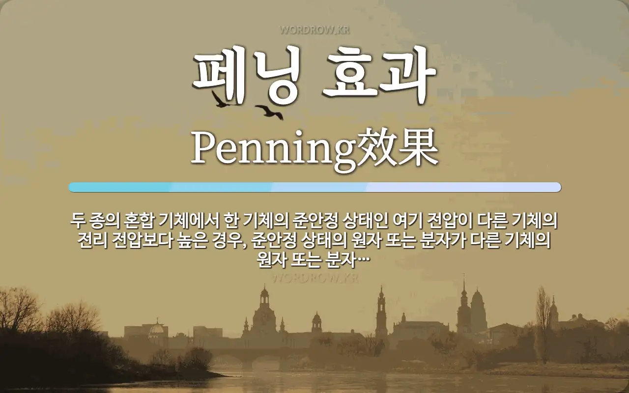 페닝 효과 뜻: 두 종의 혼합 기체에서 한 기체의 준안정 상태인 여기 전압이 다른 기체의 전리 전압보다 높