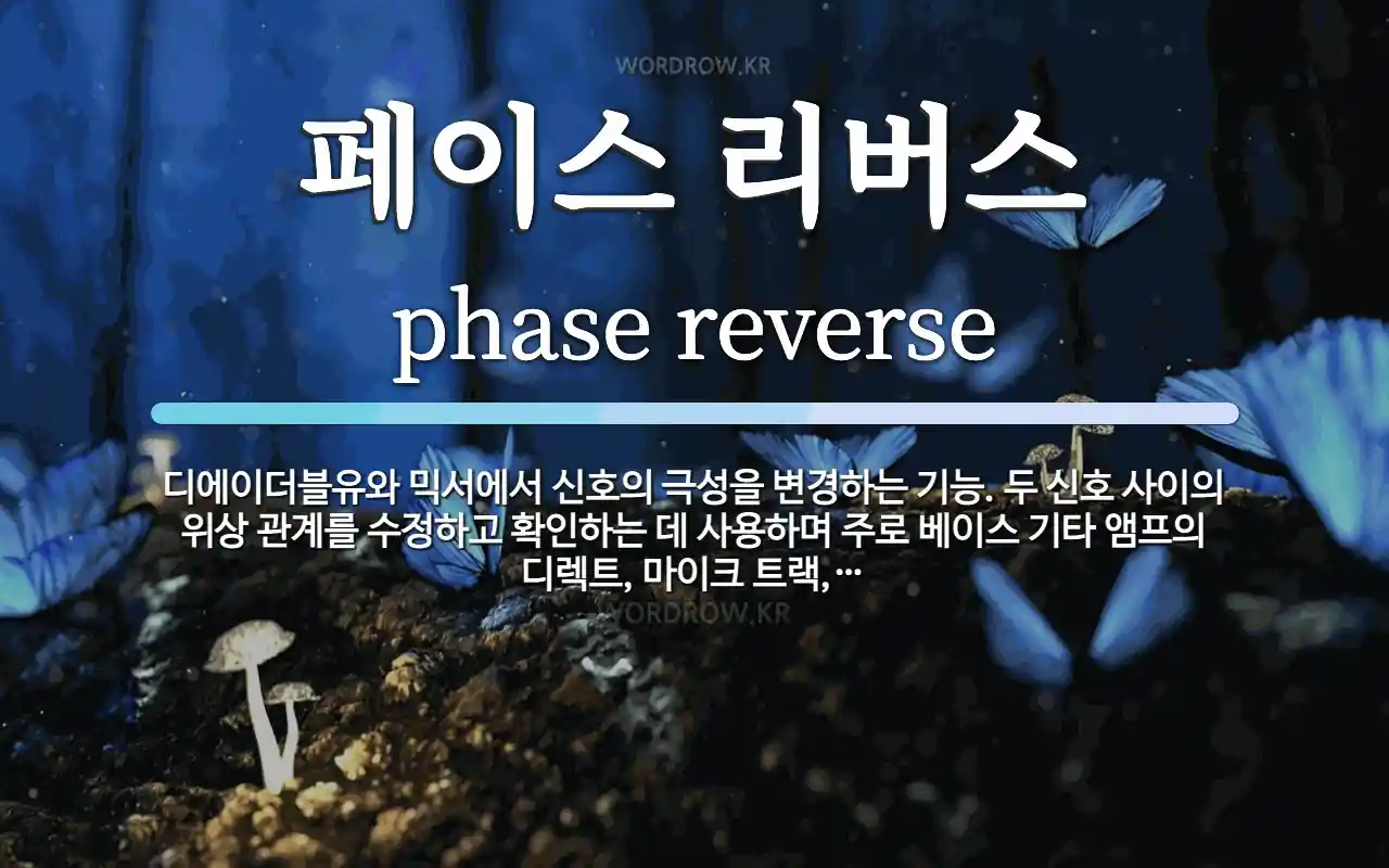 페이스 리버스 뜻: 디에이더블유와 믹서에서 신호의 극성을 변경하는 기능. 두 신호 사이의 위상 관계를 수정하고