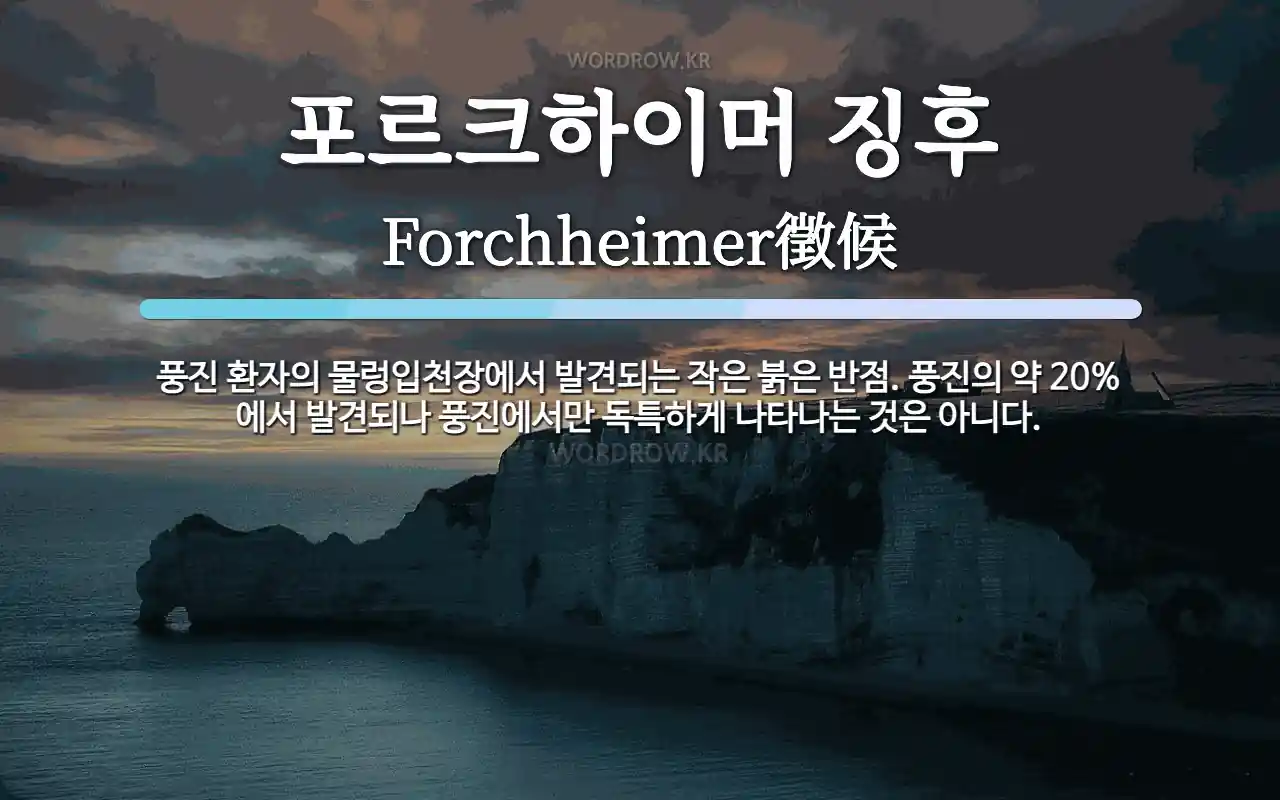 포르크하이머 징후 뜻: 풍진 환자의 물렁입천장에서 발견되는 작은 붉은 반점. 풍진의 약 20%에서 발견되나 풍진에