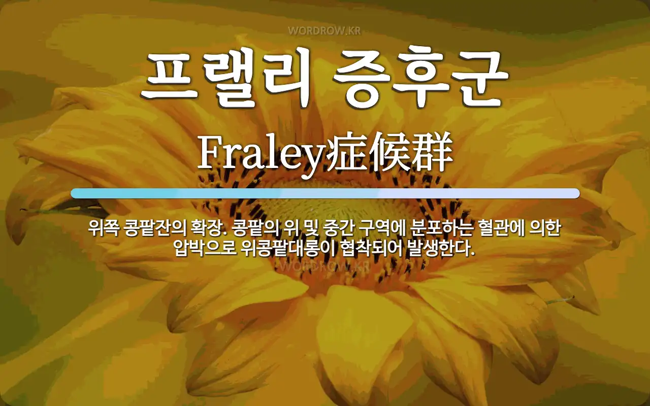 프랠리 증후군 뜻: 위쪽 콩팥잔의 확장. 콩팥의 위 및 중간 구역에 분포하는 혈관에 의한 압박으로 위콩팥대롱이