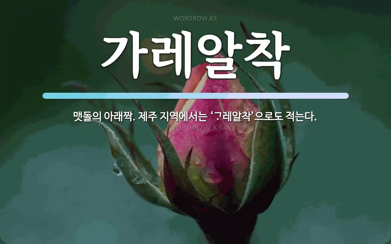 가레알착 뜻 맷돌의 아래짝 제주 지역에서는 ‘ue1a7레알착으로도 적는다