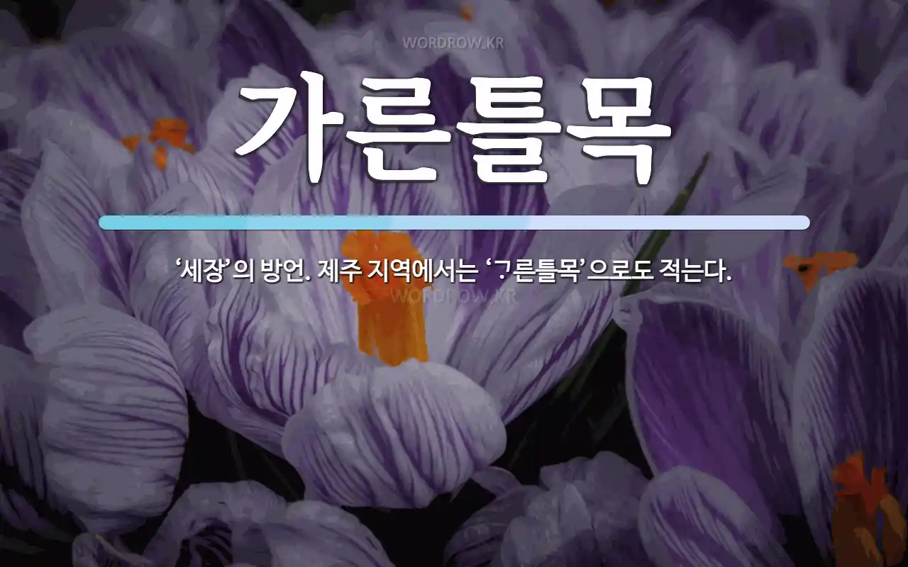 가른틀목 뜻 ‘세장의 방언 제주 지역에서는 ‘ue1a7른틀목으로도 적는다
