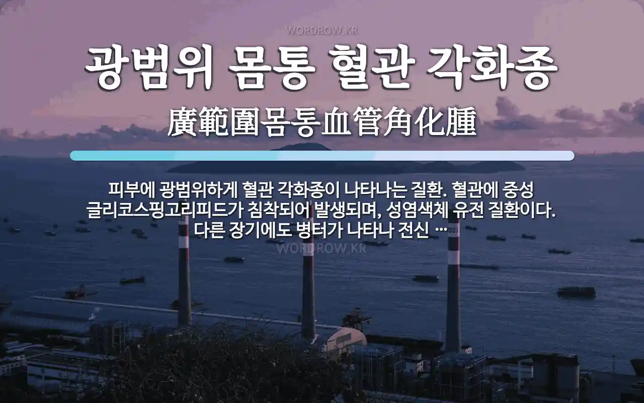 광범위 몸통 혈관 각화종 뜻 피부에 광범위하게 혈관 각화종이 나타나는 질환 혈관에 중성 글리코스핑고리피드가 침착되어
