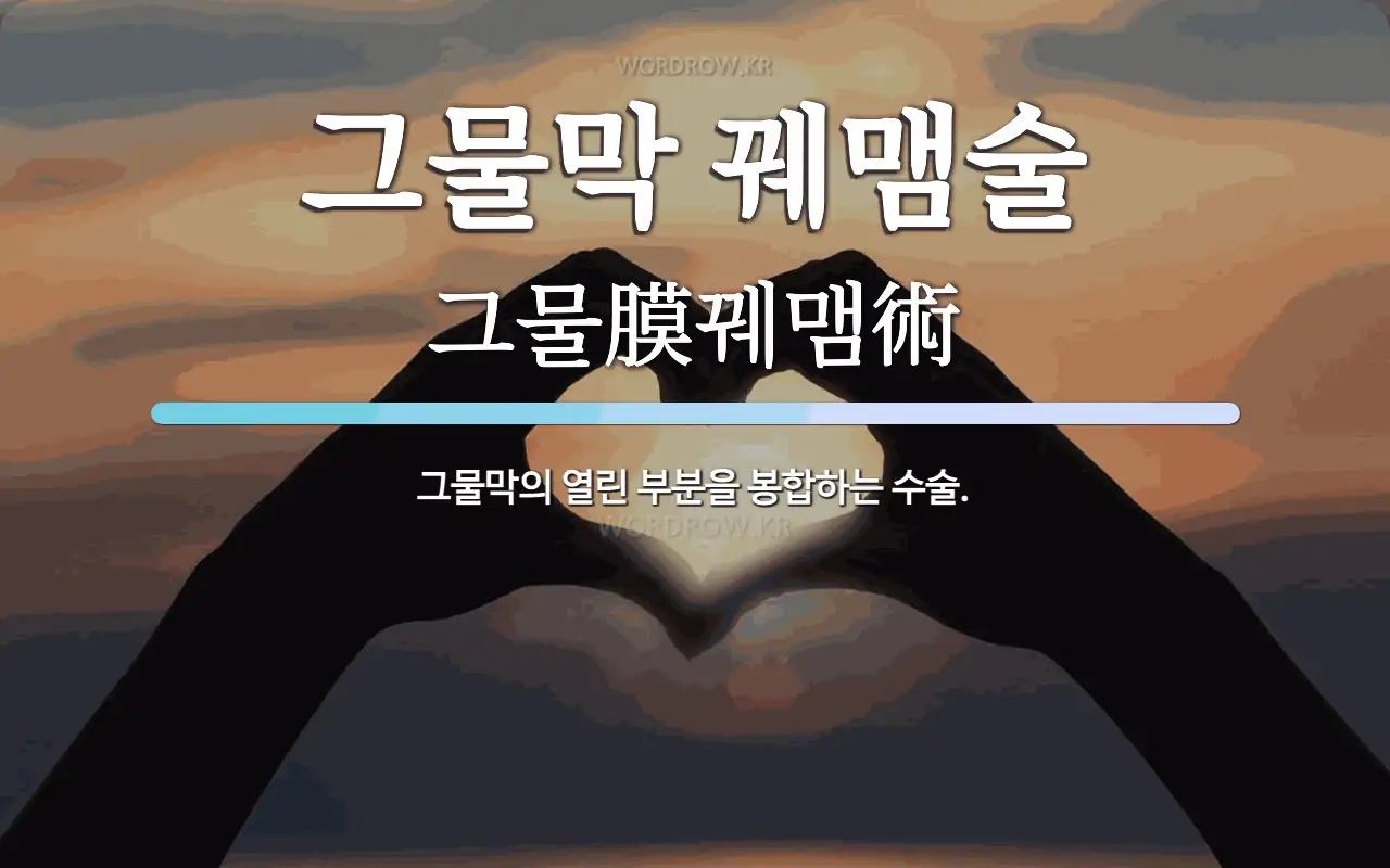 그물막 꿰맴술 뜻 그물막의 열린 부분을 봉합하는 수술