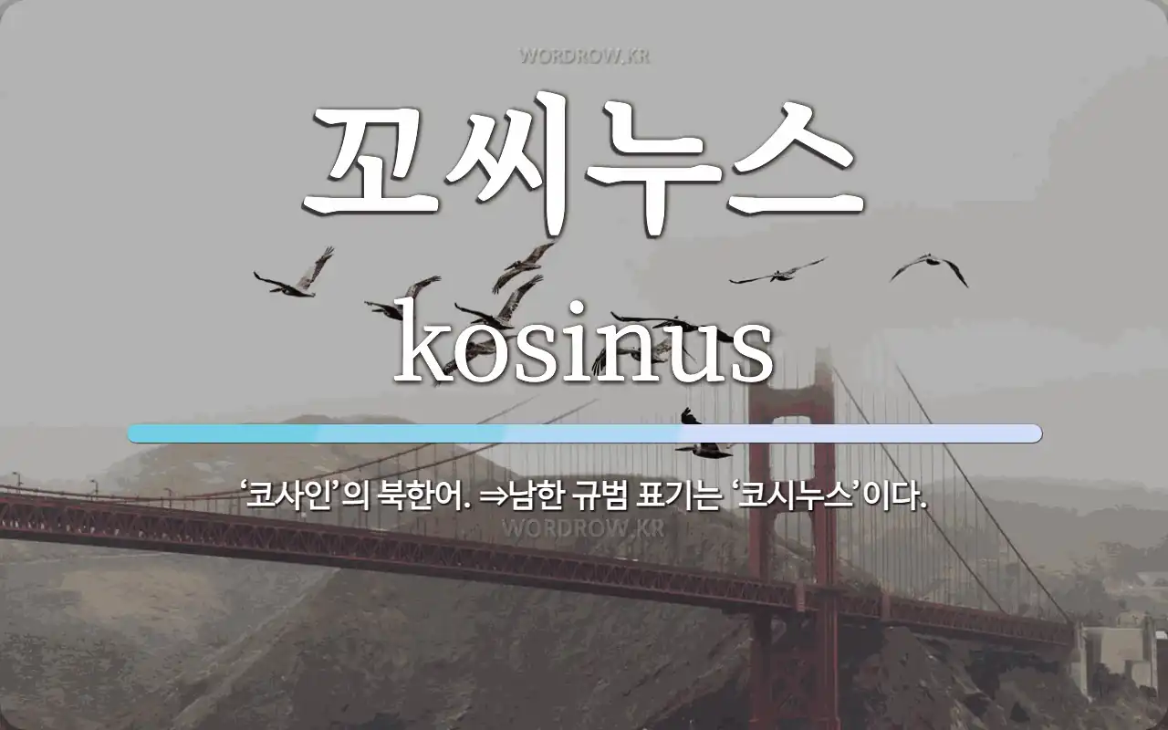 꼬씨누스 뜻 ‘코사인의 북한어 ⇒남한 규범 표기는 ‘코시누스이다
