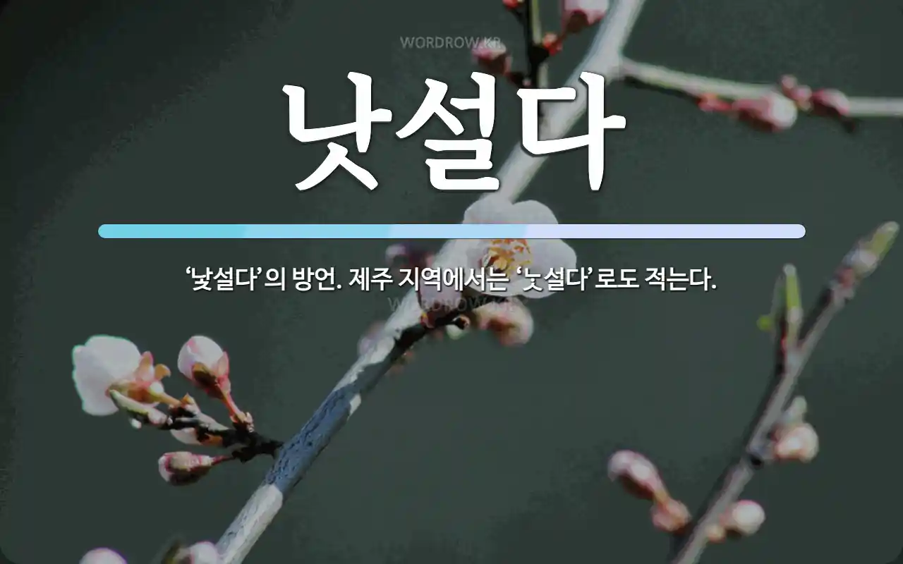 낫설다 뜻 ‘낯설다의 방언 제주 지역에서는 ‘ue292설다로도 적는다