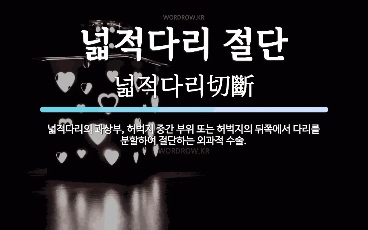넓적다리 절단 뜻 넓적다리의 과상부 허벅지 중간 부위 또는 허벅지의 뒤쪽에서 다리를 분할하여 절단하는 외과