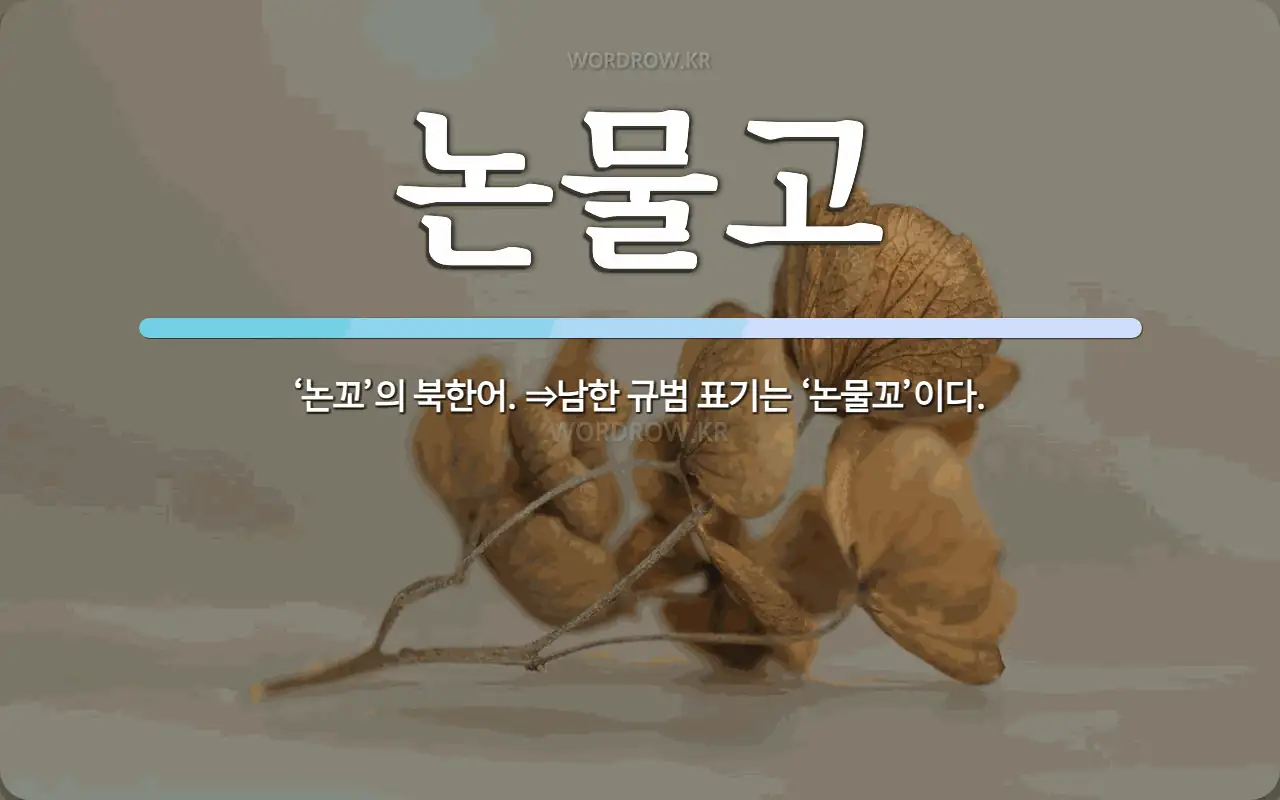 논물고 뜻 ‘논꼬의 북한어 ⇒남한 규범 표기는 ‘논물꼬이다