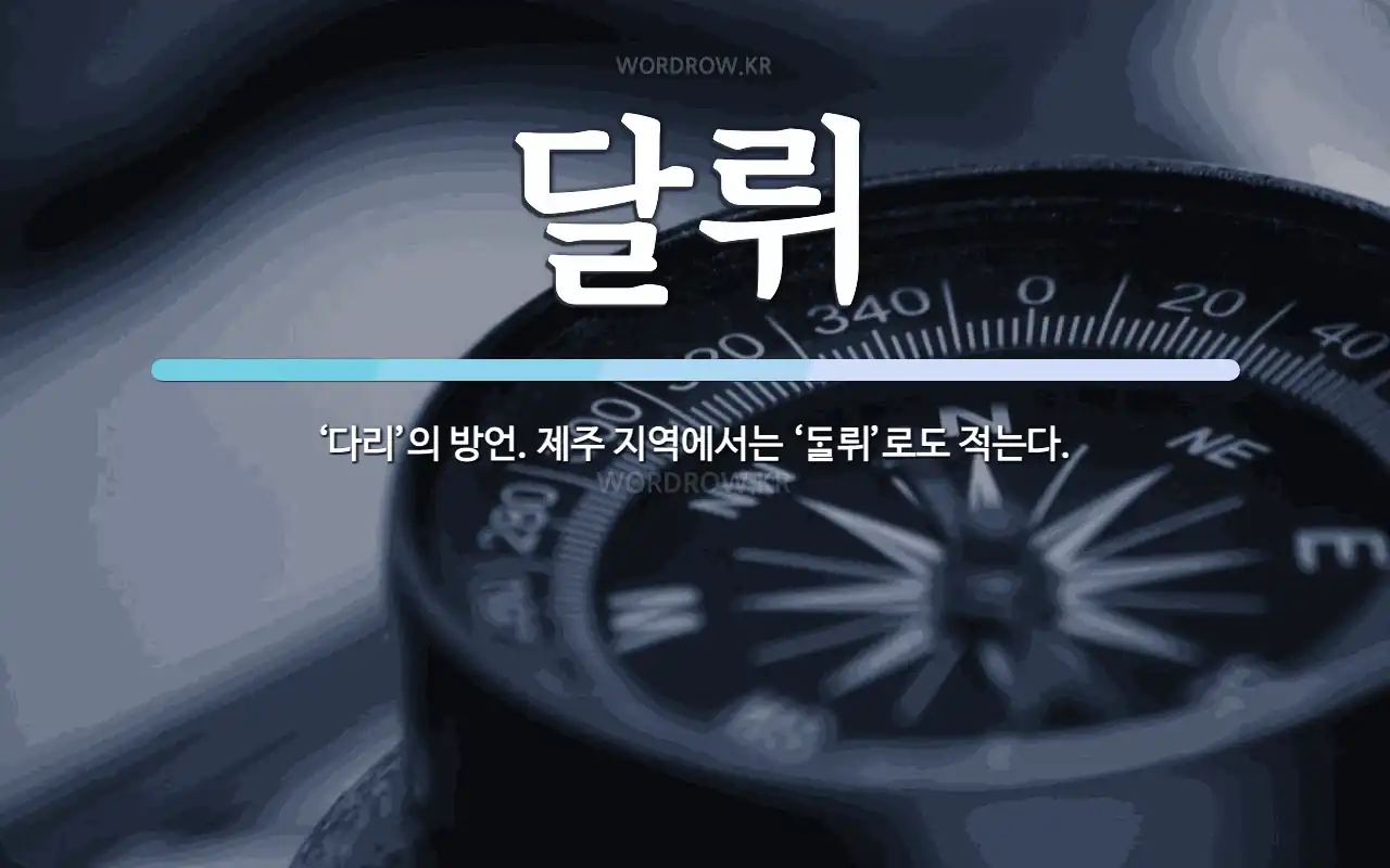 달뤼 뜻 ‘다리의 방언 제주 지역에서는 ‘ue38f뤼로도 적는다