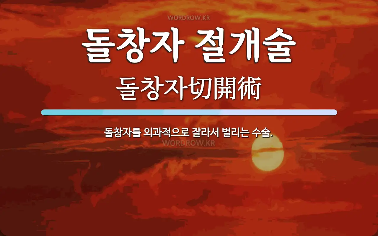 돌창자 절개술 뜻 돌창자를 외과적으로 잘라서 벌리는 수술