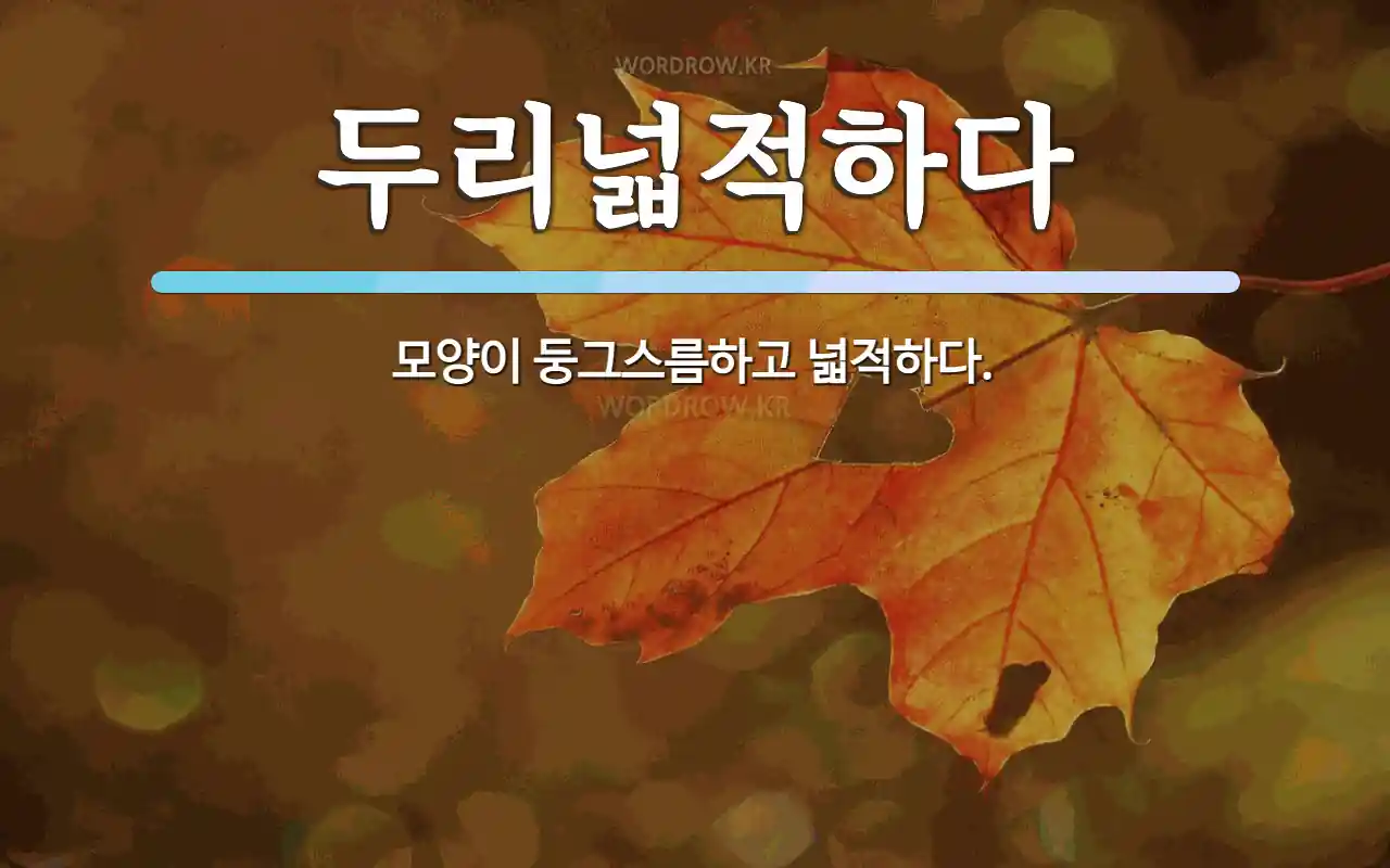두리넓적하다 뜻 모양이 둥그스름하고 넓적하다
