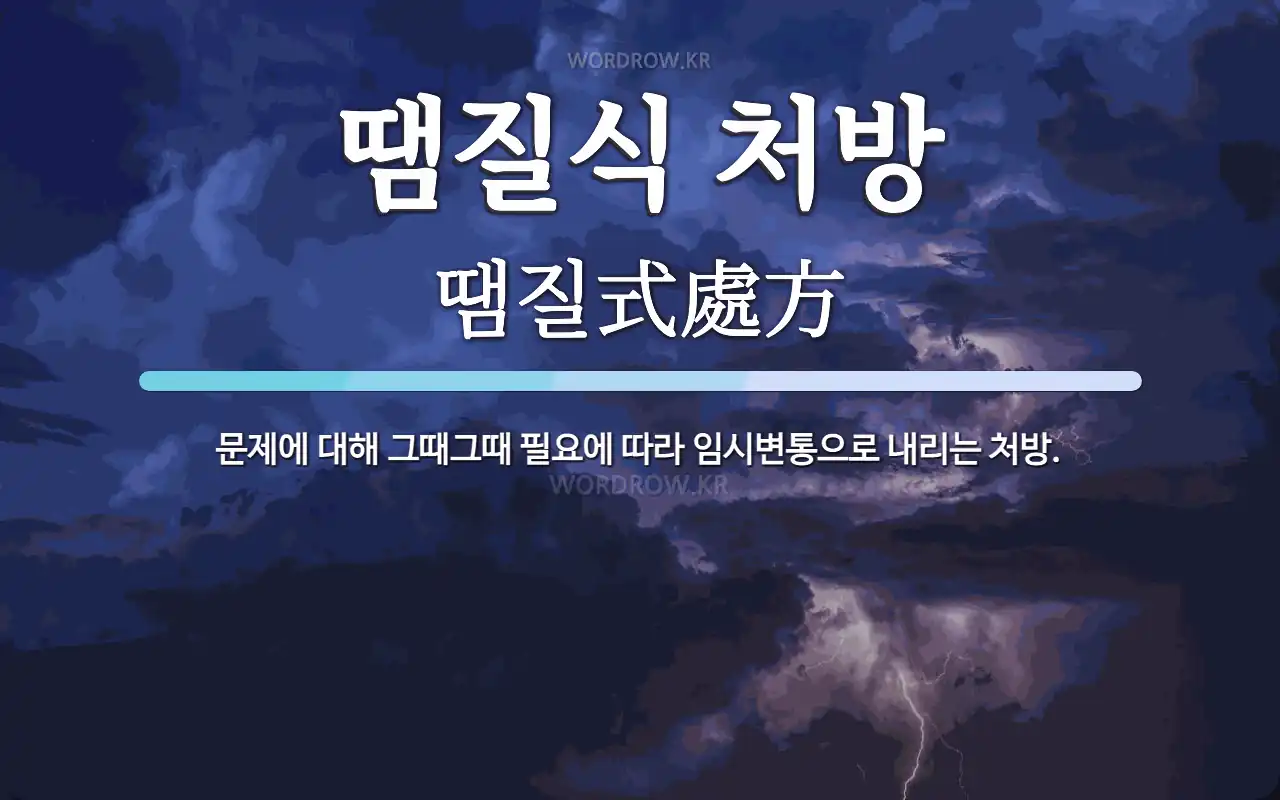 땜질식 처방 뜻 문제에 대해 그때그때 필요에 따라 임시변통으로 내리는 처방