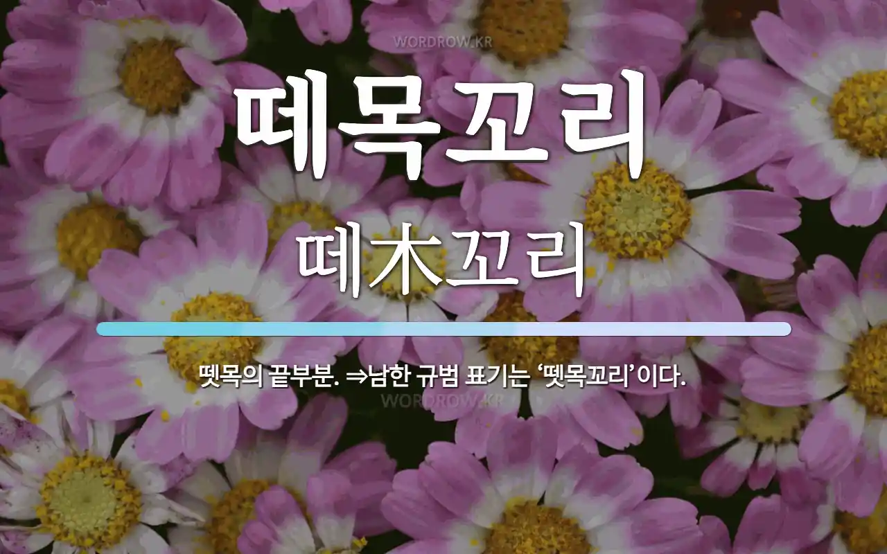 떼목꼬리 뜻 뗏목의 끝부분 ⇒남한 규범 표기는 ‘뗏목꼬리이다