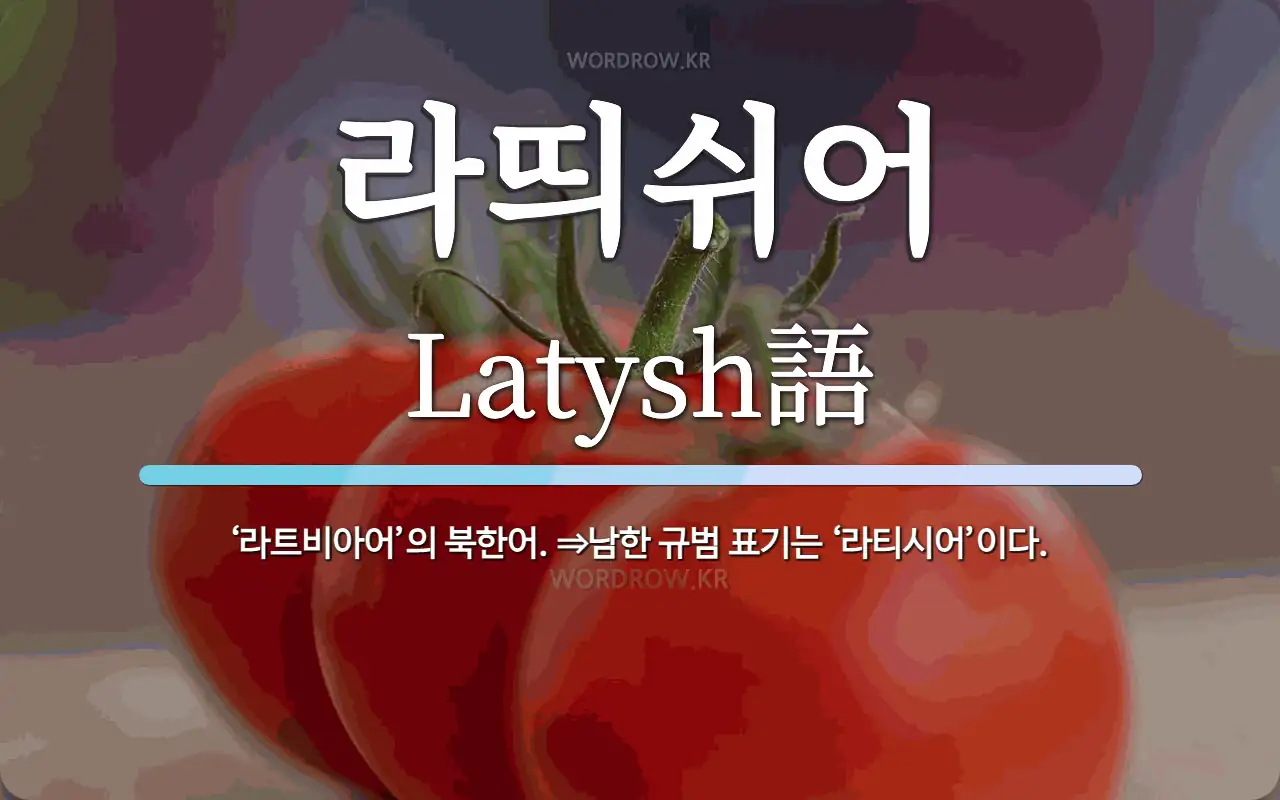 라띄쉬어 뜻 ‘라트비아어의 북한어 ⇒남한 규범 표기는 ‘라티시어이다