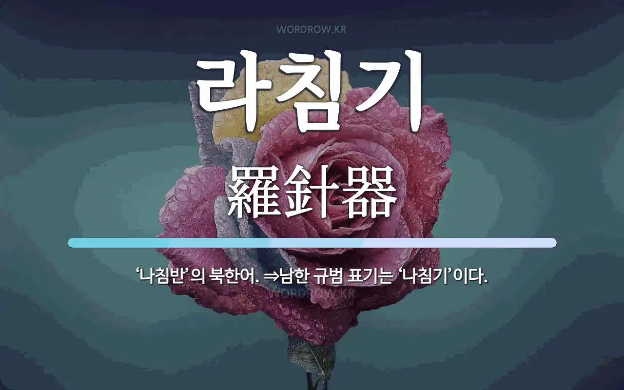 라침기 뜻 ‘나침반의 북한어 ⇒남한 규범 표기는 ‘나침기이다