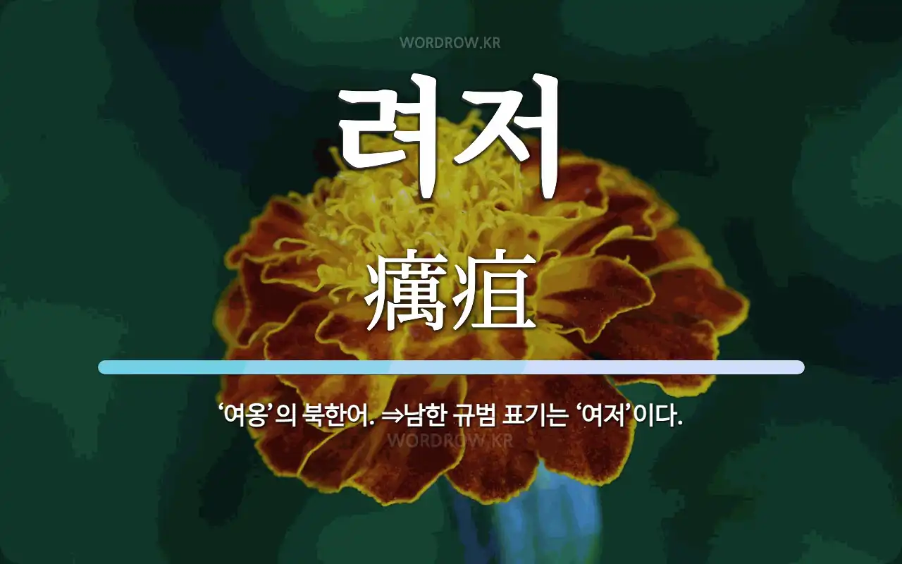 려저 뜻 ‘여옹의 북한어 ⇒남한 규범 표기는 ‘여저이다