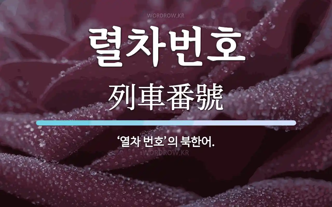 렬차번호 뜻 ‘열차 번호의 북한어