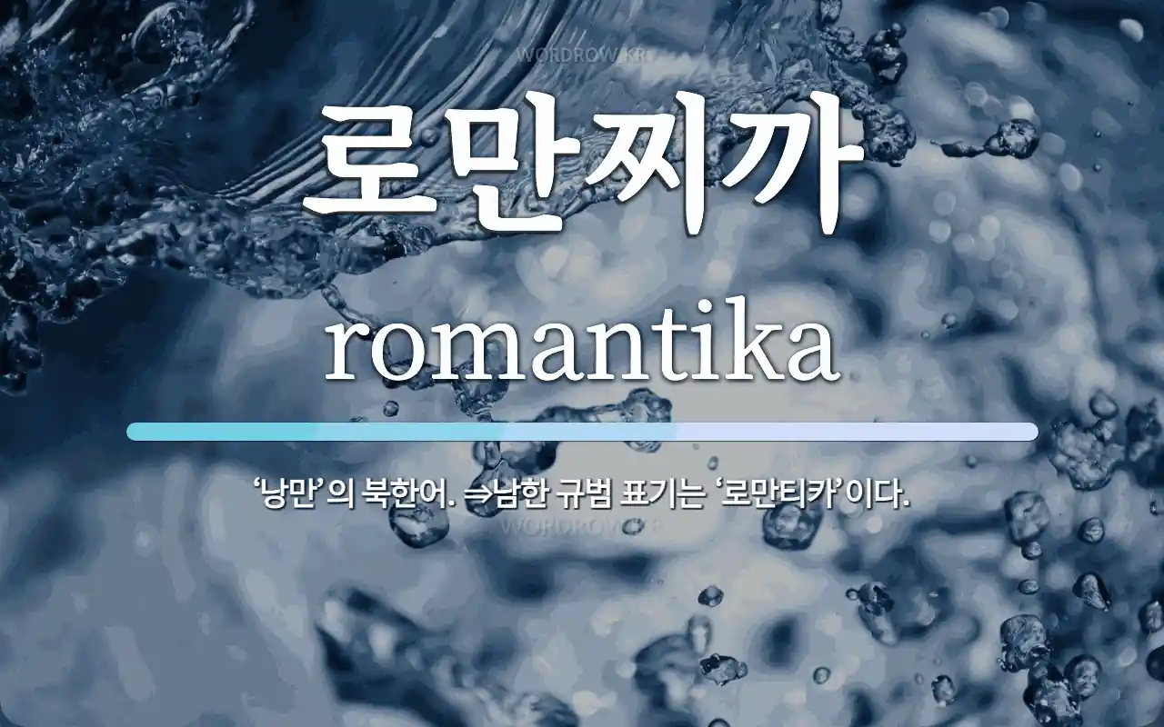 로만찌까 뜻 ‘낭만의 북한어 ⇒남한 규범 표기는 ‘로만티카이다