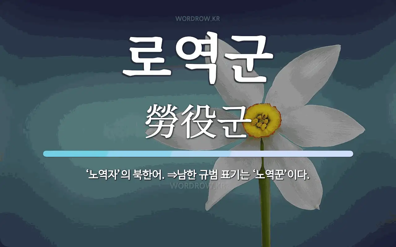 로역군 뜻 ‘노역자의 북한어 ⇒남한 규범 표기는 ‘노역꾼이다