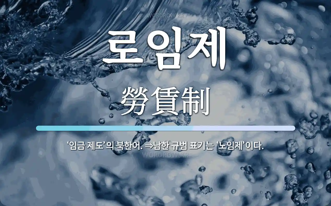 로임제 뜻 ‘임금 제도의 북한어 ⇒남한 규범 표기는 ‘노임제이다