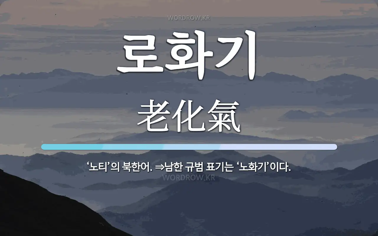 로화기 뜻 ‘노티의 북한어 ⇒남한 규범 표기는 ‘노화기이다