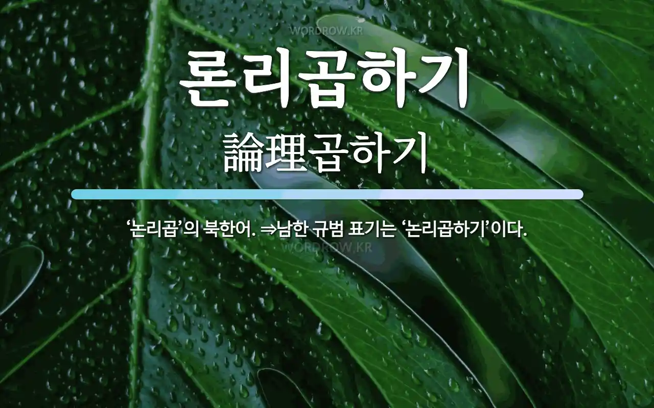 론리곱하기 뜻 ‘논리곱의 북한어 ⇒남한 규범 표기는 ‘논리곱하기이다