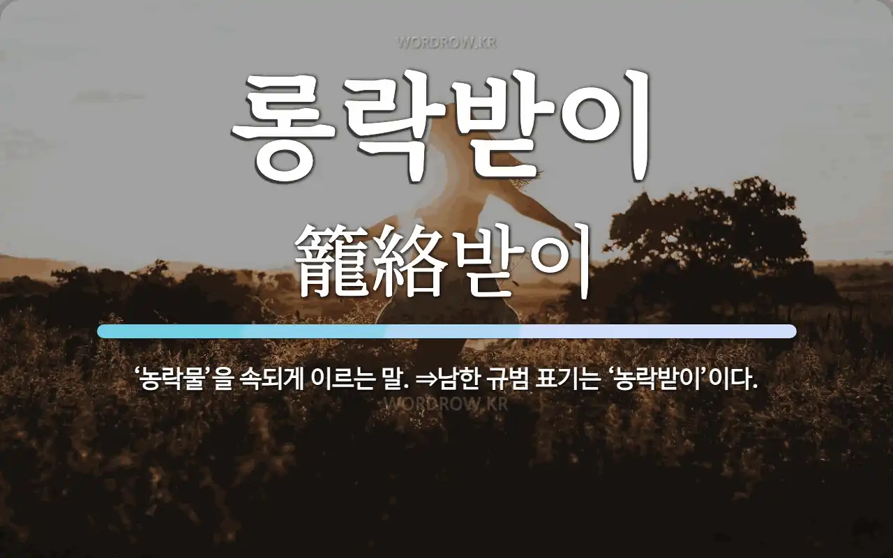 롱락받이 뜻 ‘농락물을 속되게 이르는 말 ⇒남한 규범 표기는 ‘농락받이이다