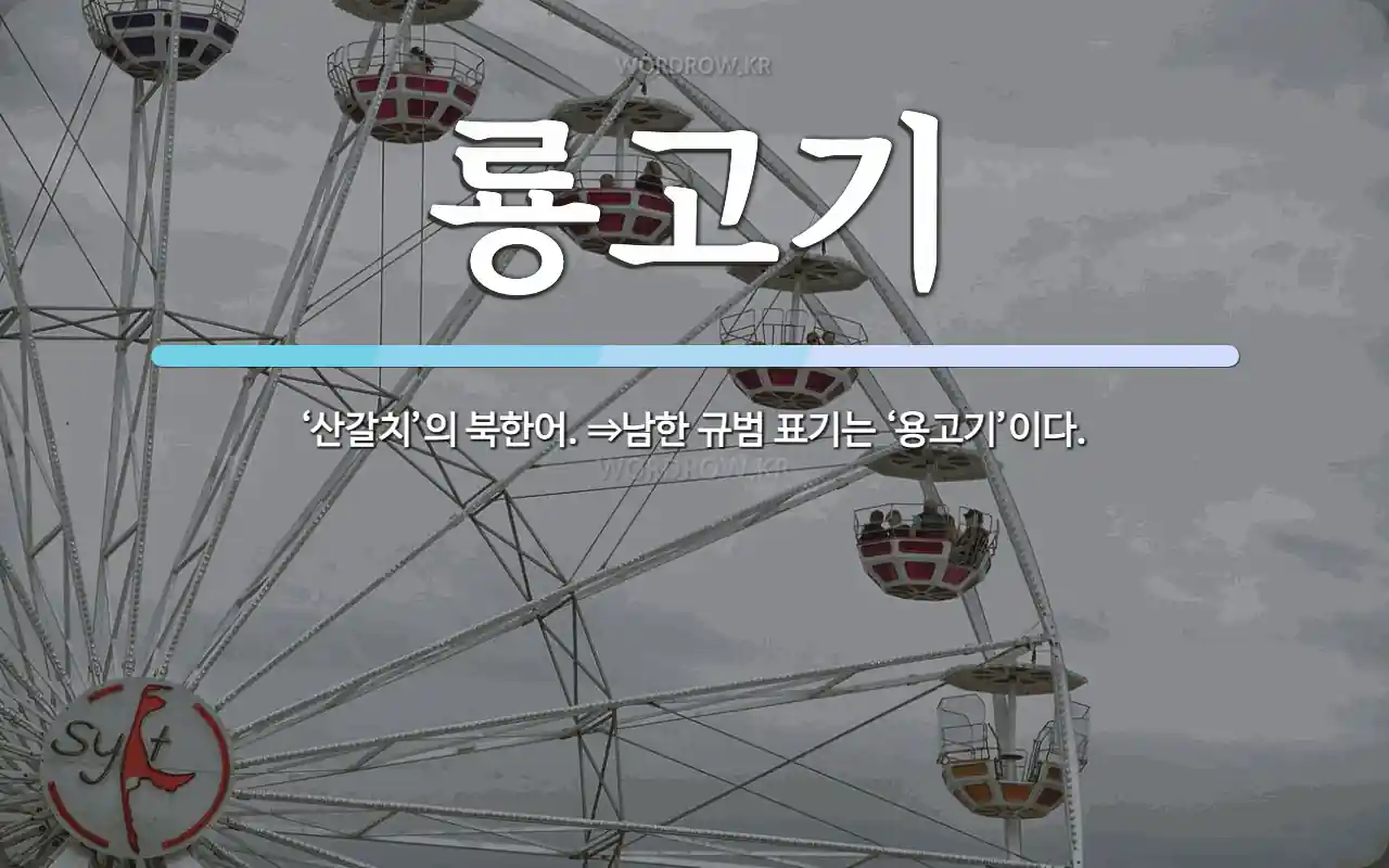 룡고기 뜻 ‘산갈치의 북한어 ⇒남한 규범 표기는 ‘용고기이다