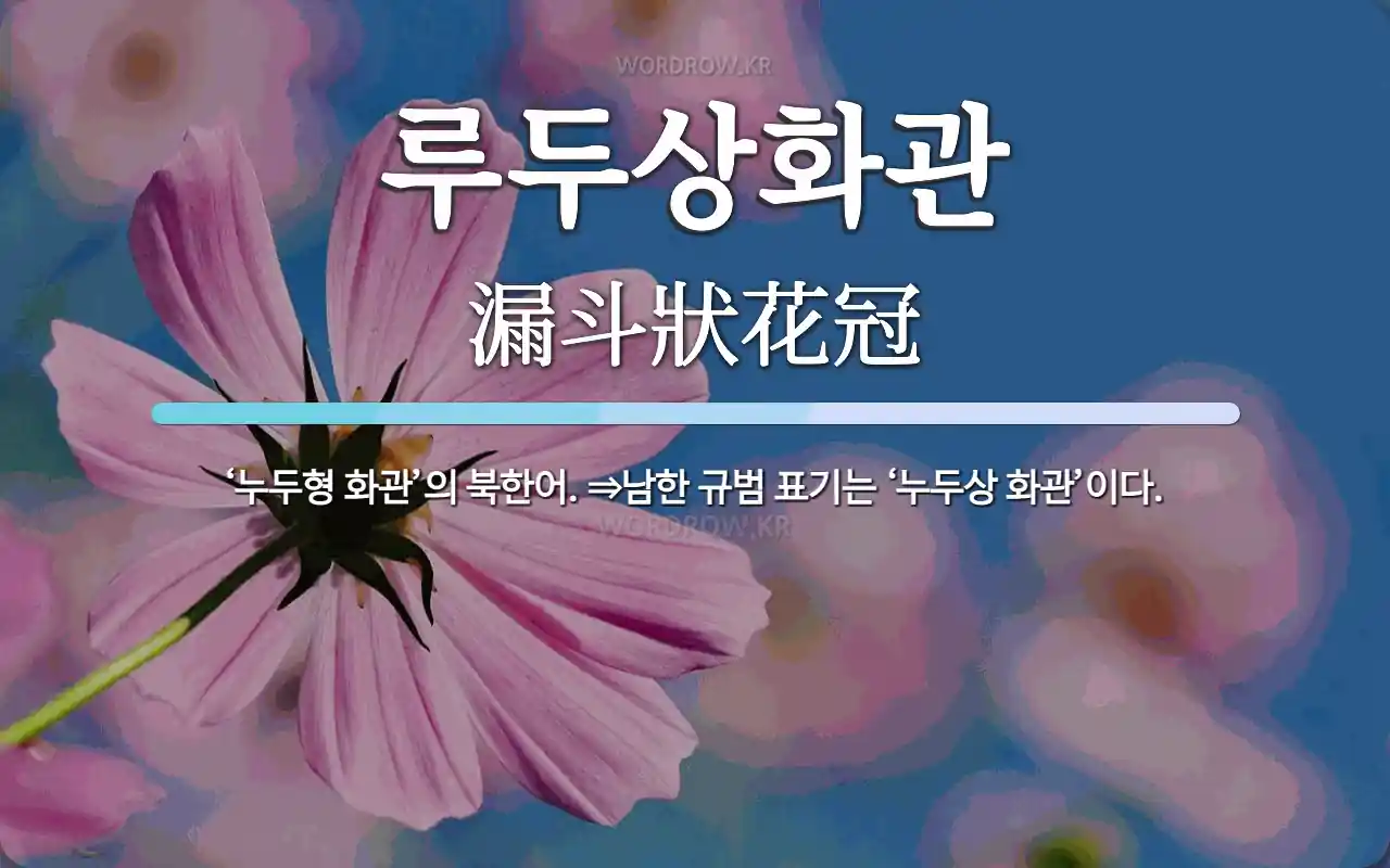 루두상화관 뜻 ‘누두형 화관의 북한어 ⇒남한 규범 표기는 ‘누두상 화관이다
