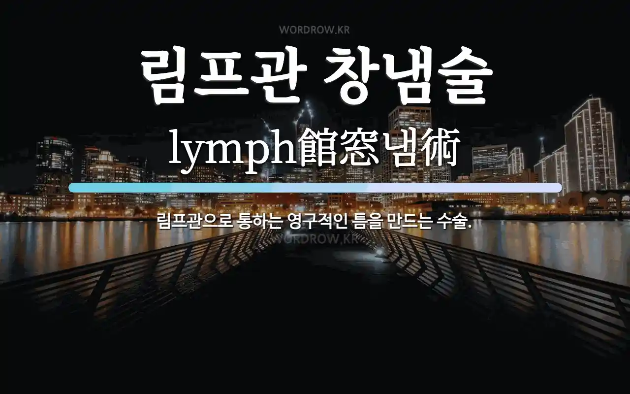 림프관 창냄술 뜻 림프관으로 통하는 영구적인 틈을 만드는 수술