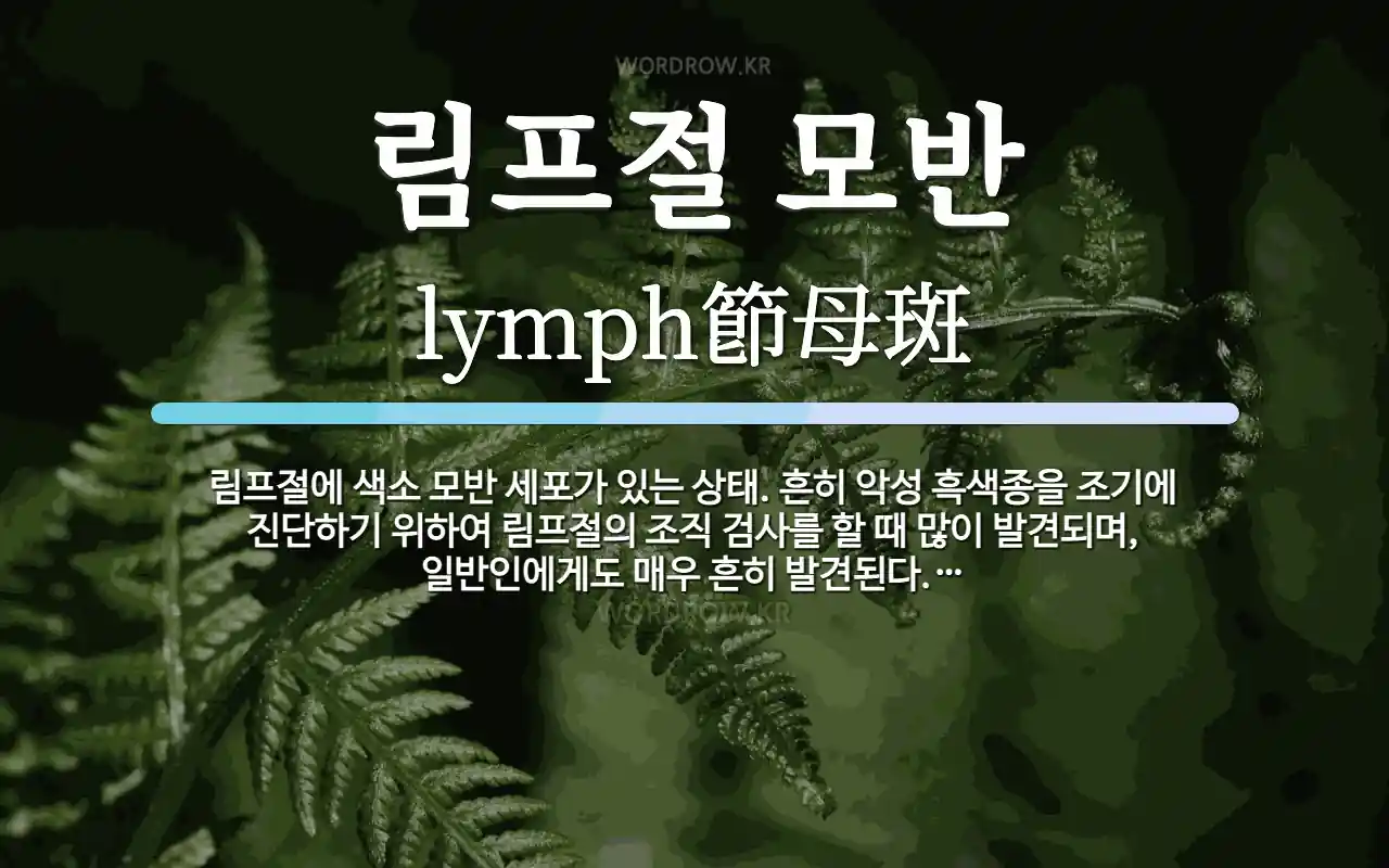 림프절 모반 뜻 림프절에 색소 모반 세포가 있는 상태 흔히 악성 흑색종을 조기에 진단하기 위하여 림프절의