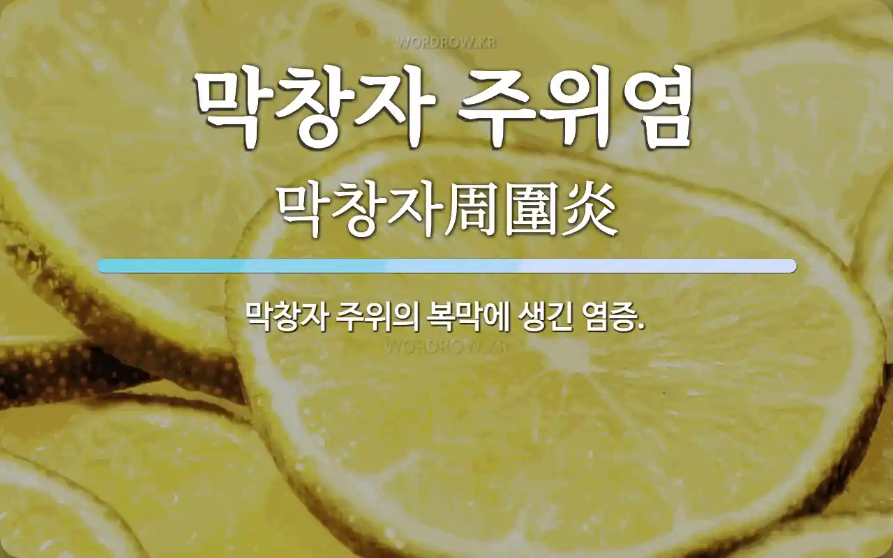 막창자 주위염 뜻 막창자 주위의 복막에 생긴 염증