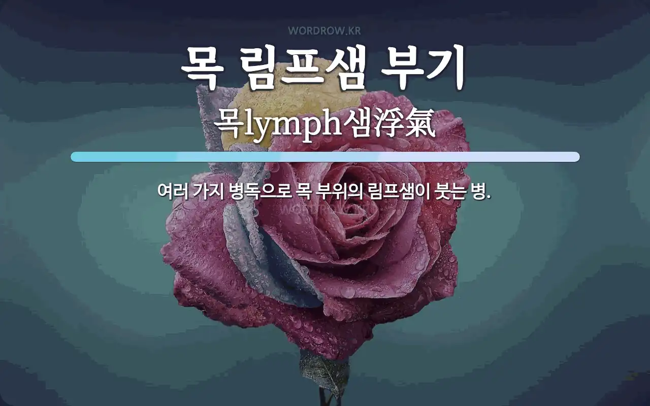 목 림프샘 부기 뜻 여러 가지 병독으로 목 부위의 림프샘이 붓는 병