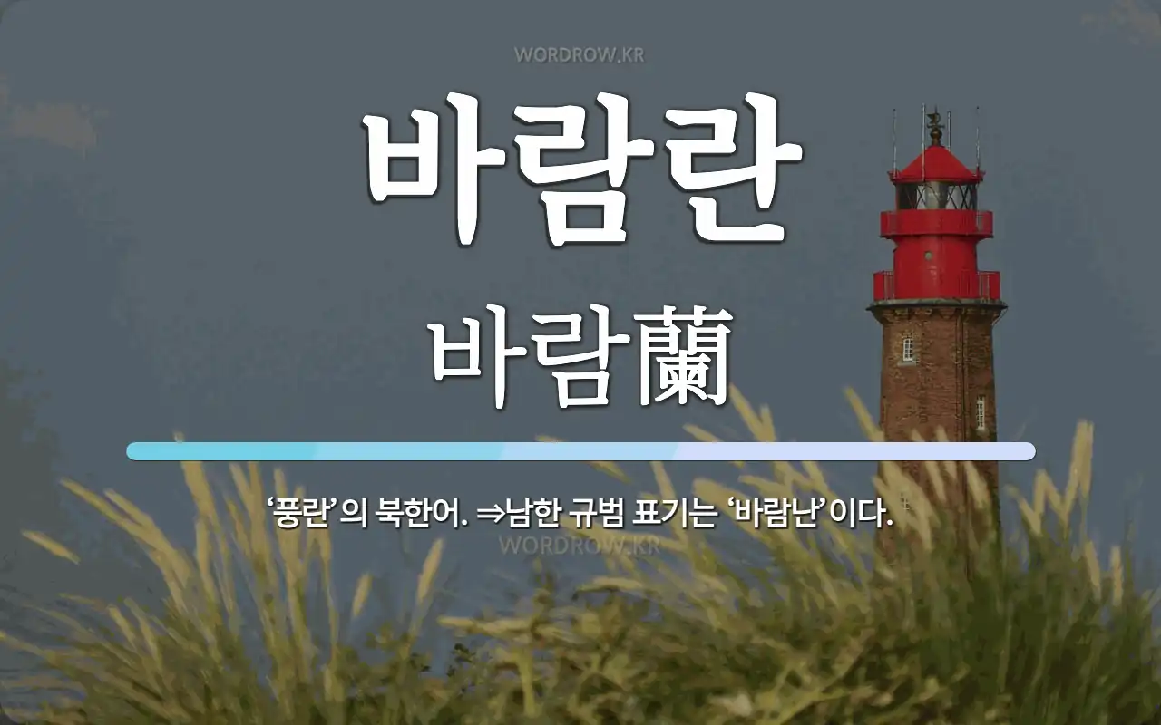 바람란 뜻 ‘풍란의 북한어 ⇒남한 규범 표기는 ‘바람난이다