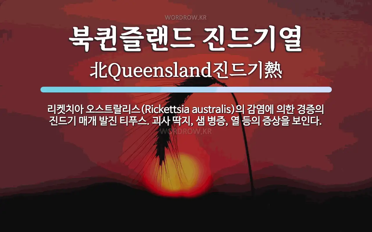 북퀸즐랜드 진드기열 뜻 리켓치아 오스트랄리스rickettsia Australis의 감염에 의한 경증의 진드기