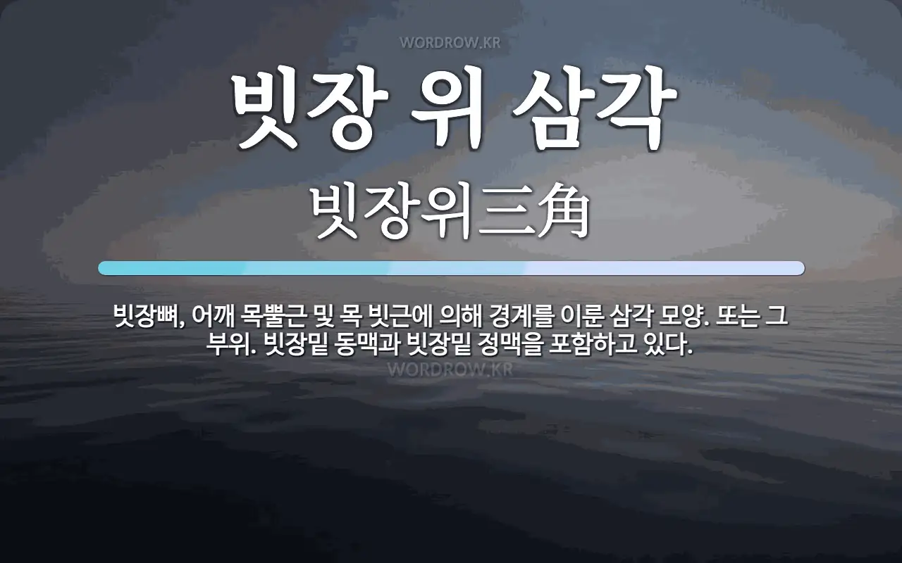 빗장 위 삼각 뜻 빗장뼈 어깨 목뿔근 및 목 빗근에 의해 경계를 이룬 삼각 모양 또는 그 부위 빗장밑