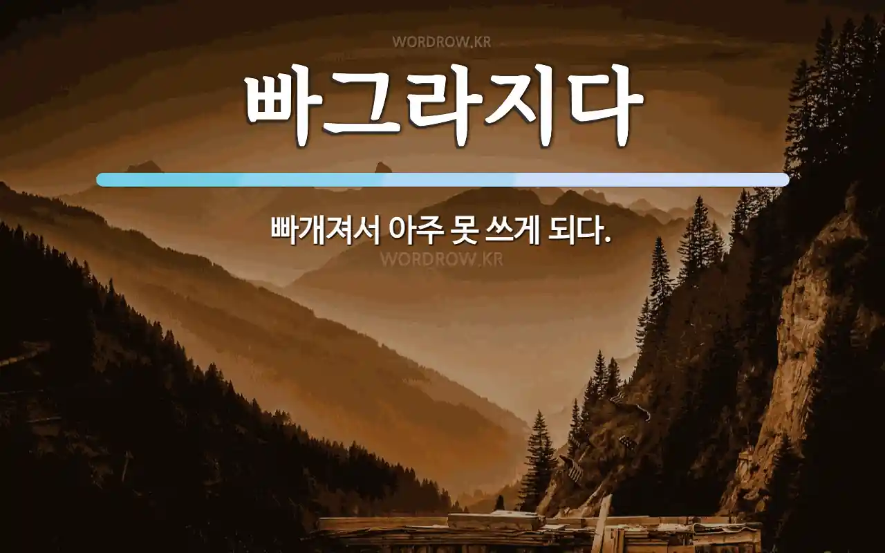 빠그라지다 뜻 빠개져서 아주 못 쓰게 되다