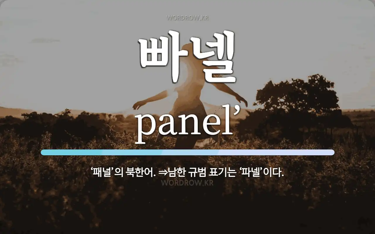 빠넬 뜻 ‘패널의 북한어 ⇒남한 규범 표기는 ‘파넬이다