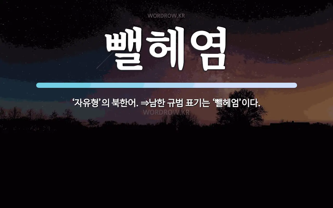 뺄헤염 뜻 ‘자유형의 북한어 ⇒남한 규범 표기는 ‘뺄헤엄이다