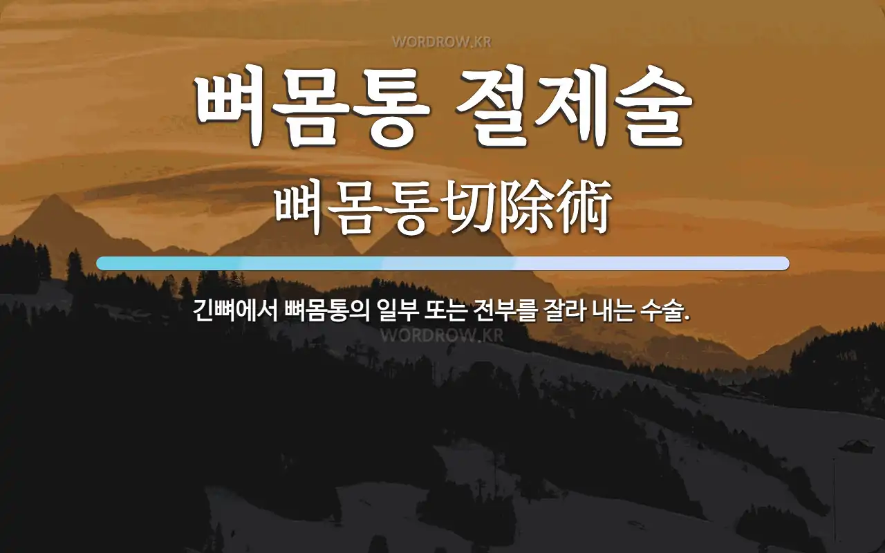 뼈몸통 절제술 뜻 긴뼈에서 뼈몸통의 일부 또는 전부를 잘라 내는 수술