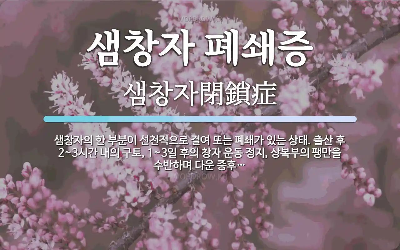 샘창자 폐쇄증 뜻 샘창자의 한 부분이 선천적으로 결여 또는 폐쇄가 있는 상태 출산 후 2~3시간 내의 구토