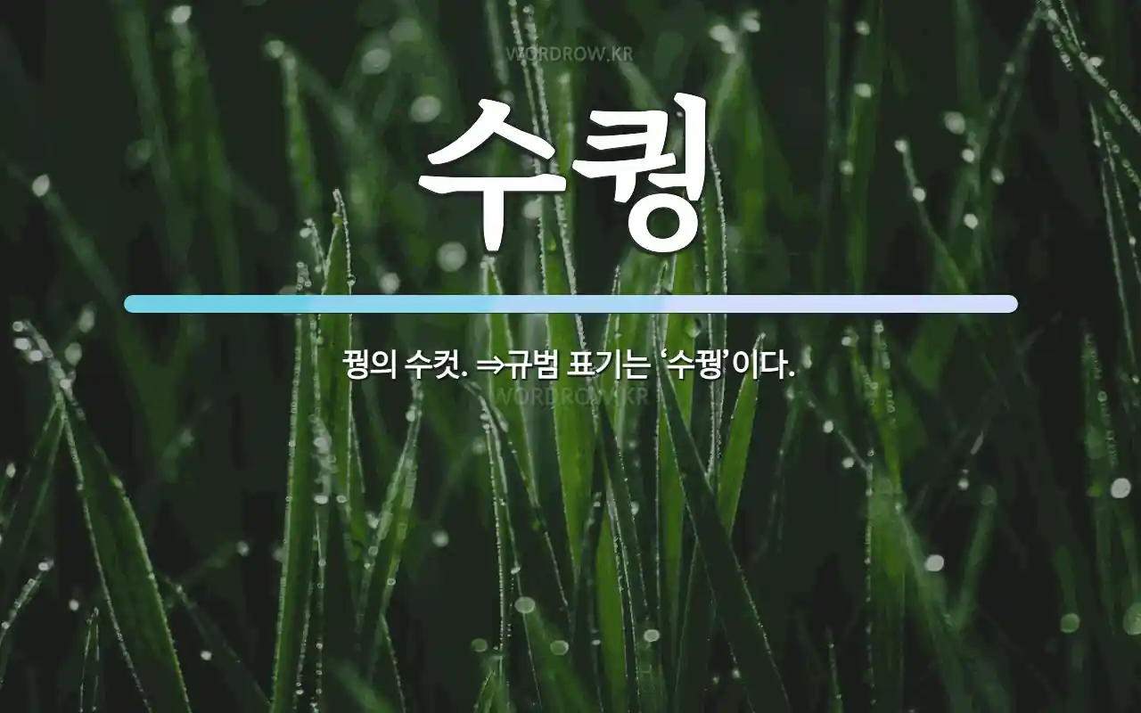 수퀑 뜻 꿩의 수컷 ⇒규범 표기는 ‘수꿩이다