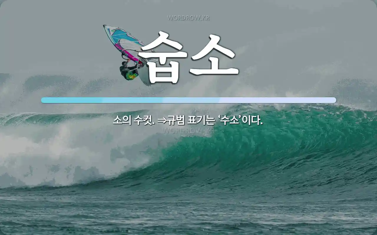 숩소 뜻 소의 수컷 ⇒규범 표기는 ‘수소이다