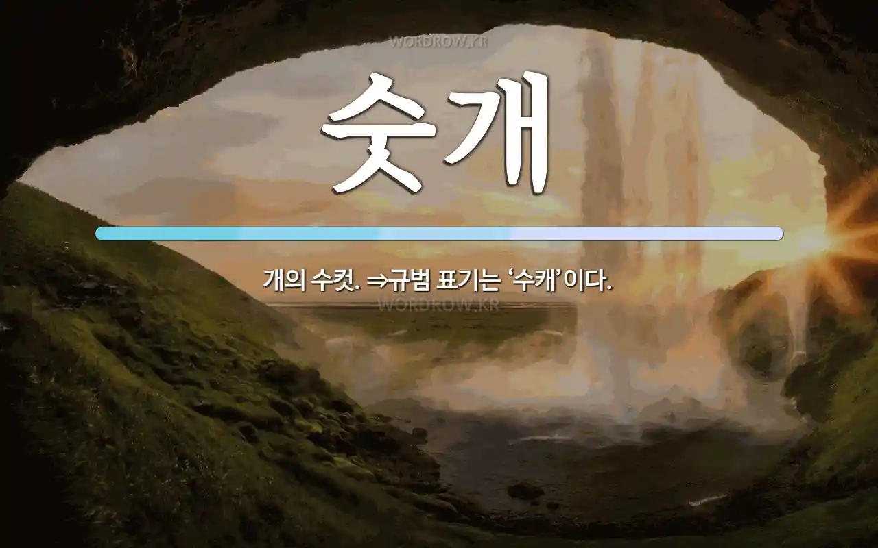 숫개 뜻 개의 수컷 ⇒규범 표기는 ‘수캐이다